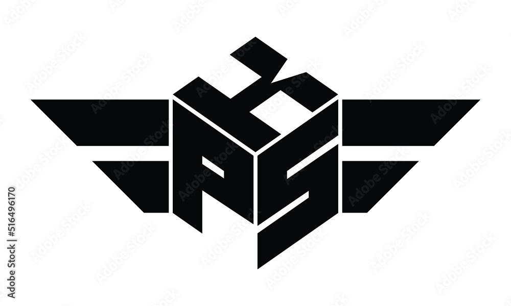 KPS three letter gaming logo in polygon cube shape logo design vector ...
