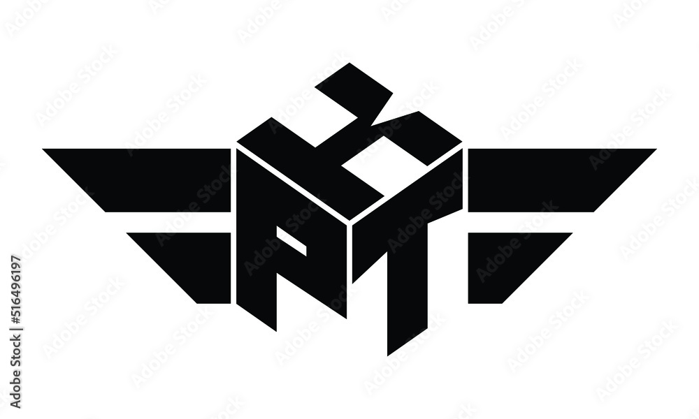 Kpt Three Letter Gaming Logo In Polygon Cube Shape Logo Design Vector Template Wordmark Logo