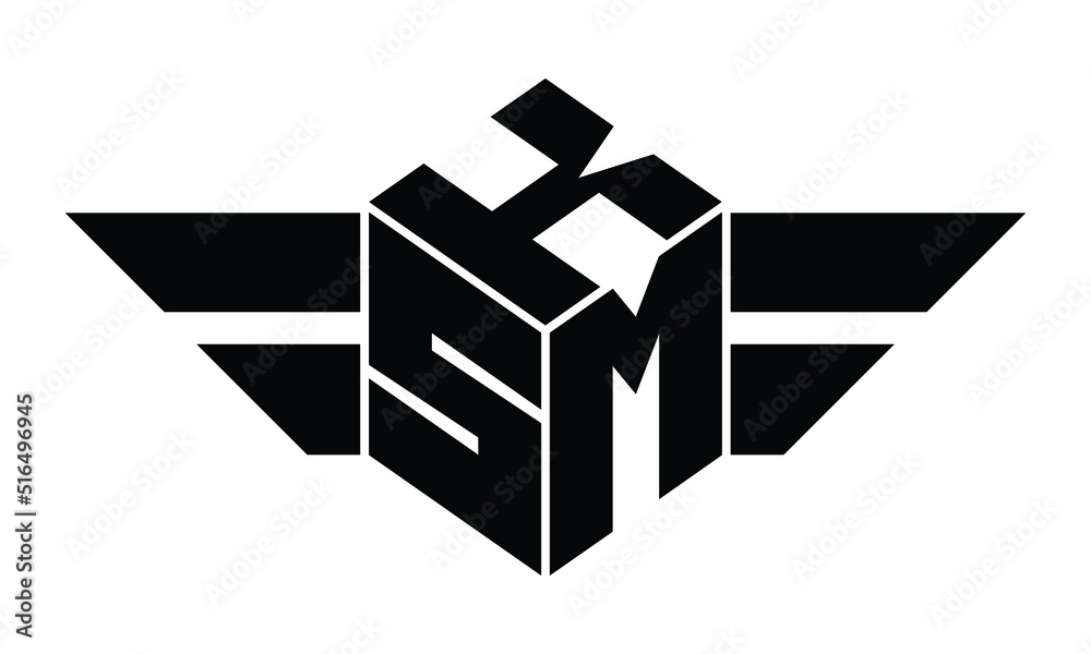 KSM three letter gaming logo in polygon cube shape logo design vector ...