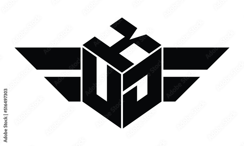 KUD three letter gaming logo in polygon cube shape logo design vector ...