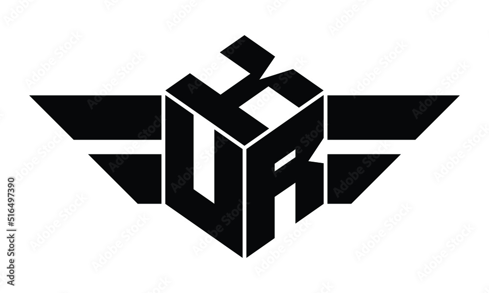KUR three letter gaming logo in polygon cube shape logo design vector ...