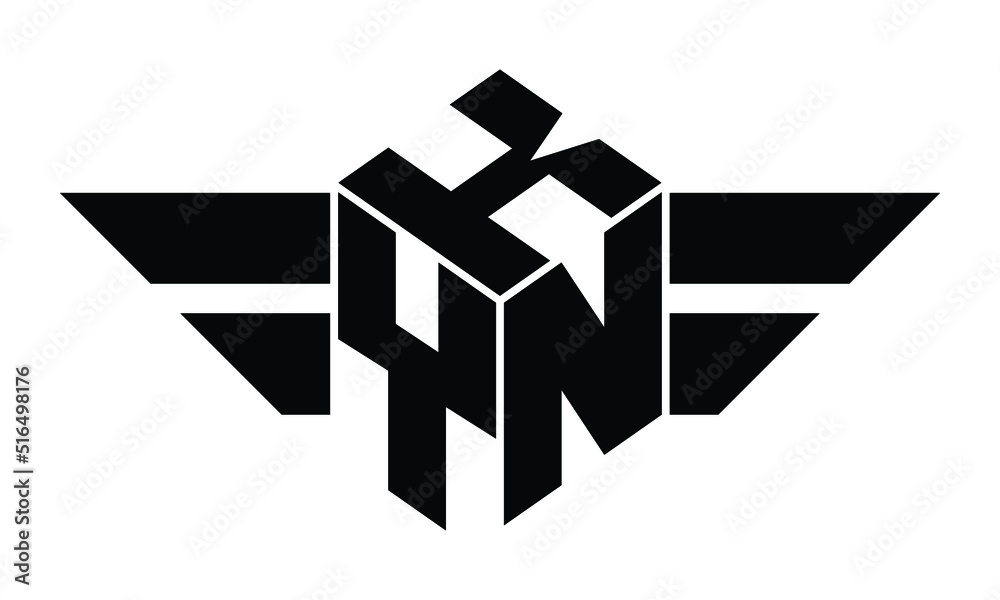 KYN three letter gaming logo in polygon cube shape logo design vector ...
