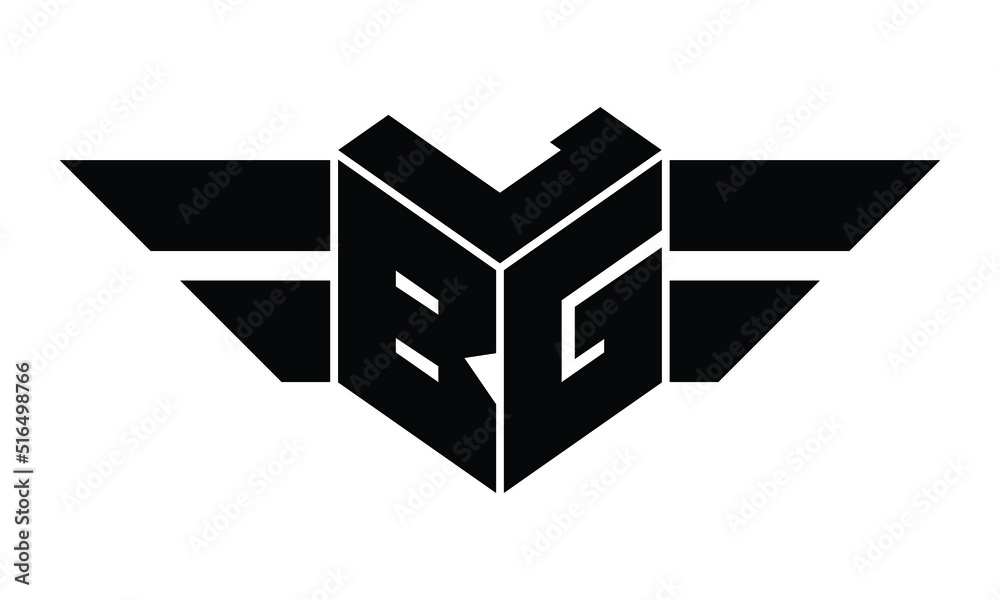 LBG three letter gaming logo in polygon cube shape logo design vector ...