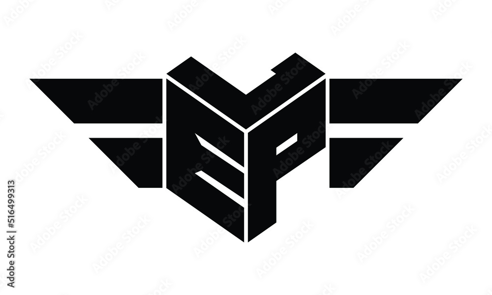 LEP three letter gaming logo in polygon cube shape logo design vector ...