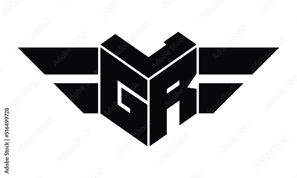 LGR three letter gaming logo in polygon cube shape logo design vector ...