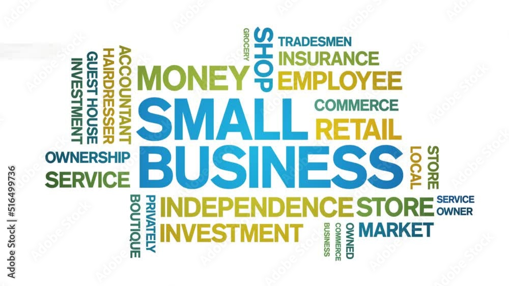 Small Business animated tag word cloud;text design animation kinetic ...