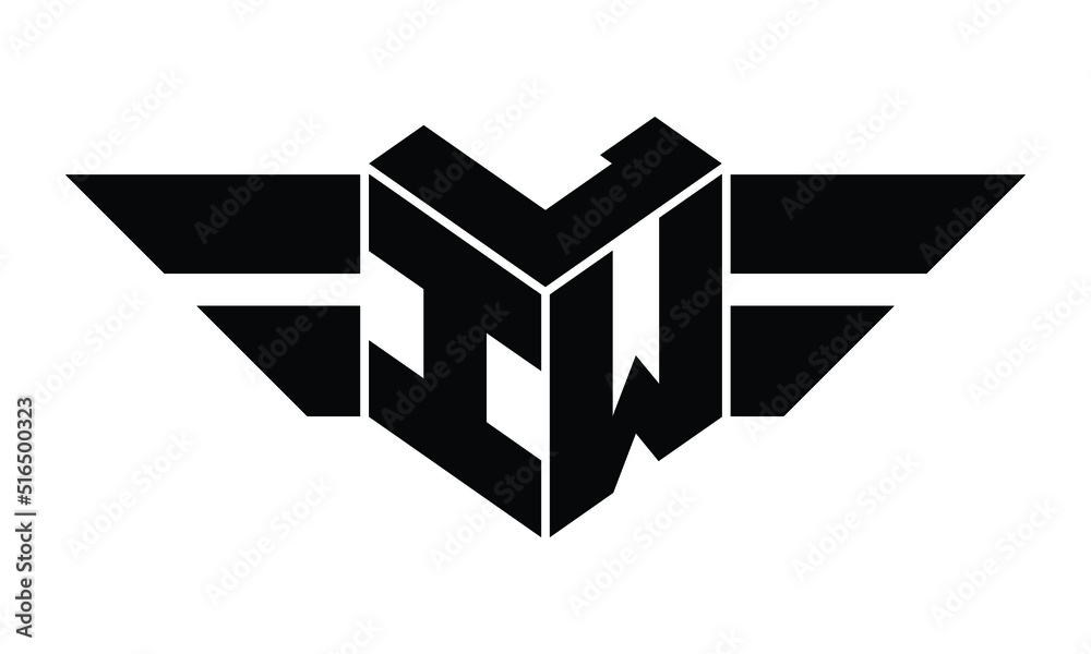 LIW three letter gaming logo in polygon cube shape logo design vector ...