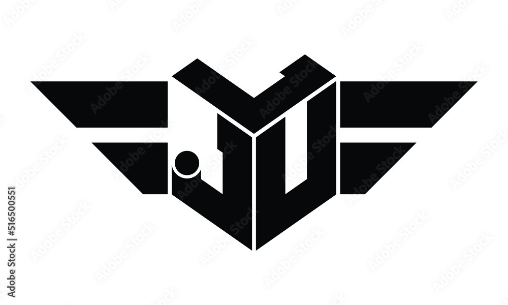 LJU three letter gaming logo in polygon cube shape logo design vector ...