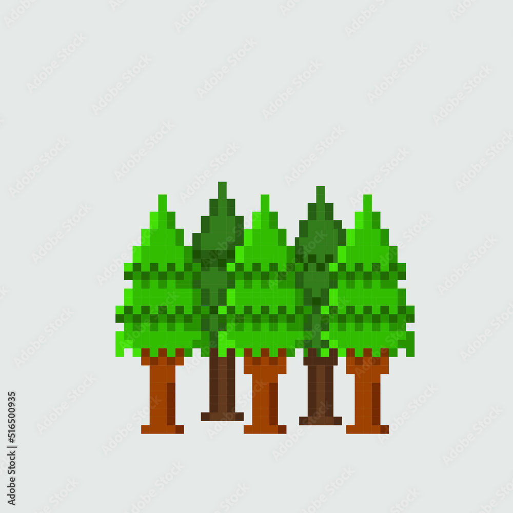 spruce tree forest in pixel art style Stock Vector | Adobe Stock