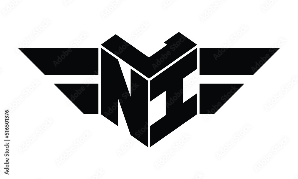 LNI three letter gaming logo in polygon cube shape logo design vector ...