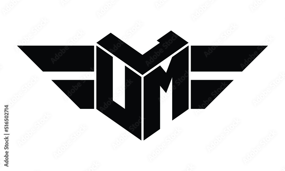 LUM three letter gaming logo in polygon cube shape logo design vector ...