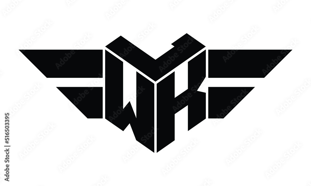 LWK three letter gaming logo in polygon cube shape logo design vector ...