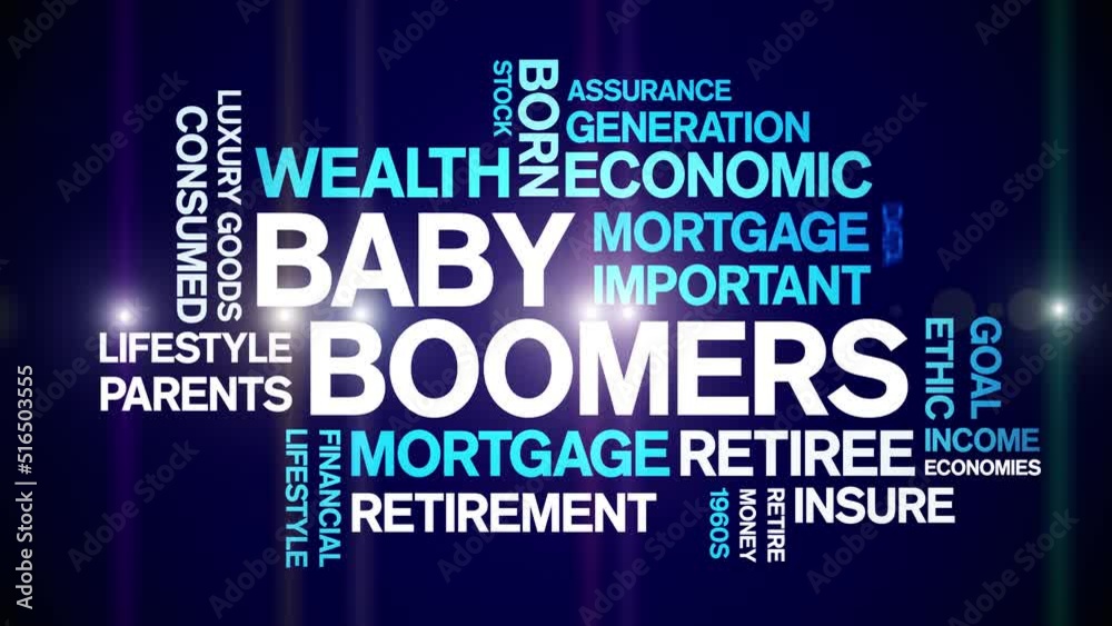Baby Boomers animated tag word cloud;text design animation kinetic ...