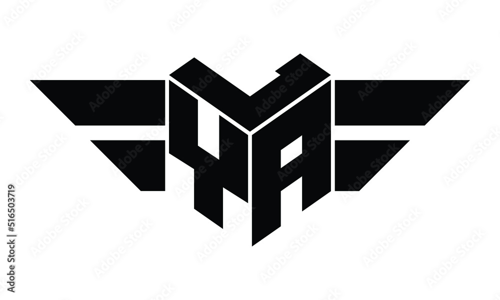 LYA three letter gaming logo in polygon cube shape logo design vector ...