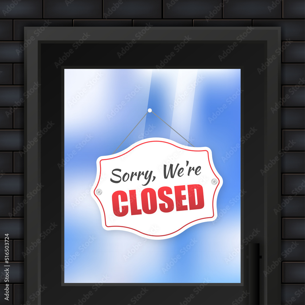 Closed Store Sign. Door sign. Vector illustration. Stock Vector | Adobe ...