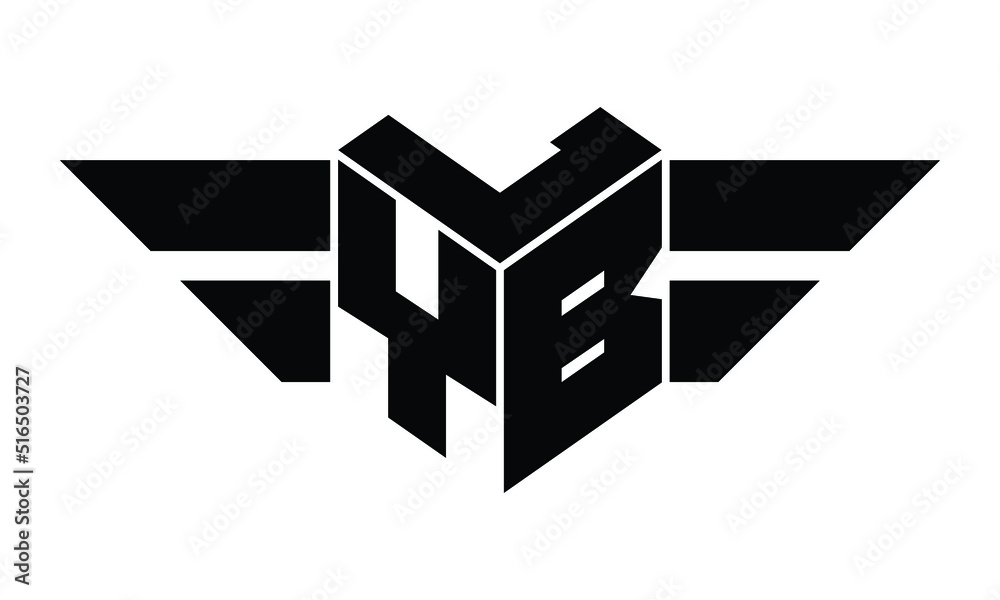 LYB three letter gaming logo in polygon cube shape logo design vector ...