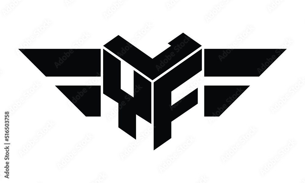 LYF three letter gaming logo in polygon cube shape logo design vector ...