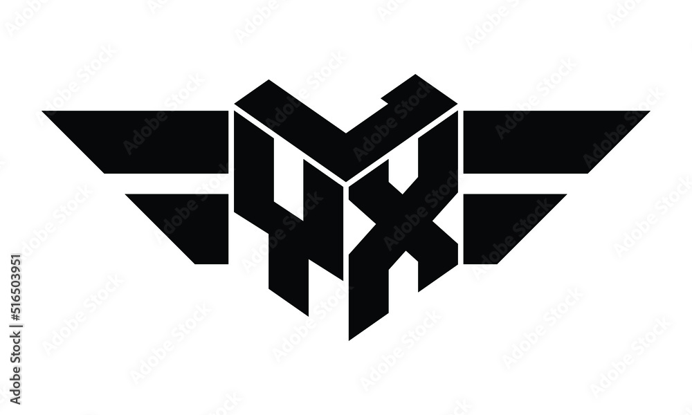 LYX three letter gaming logo in polygon cube shape logo design vector ...