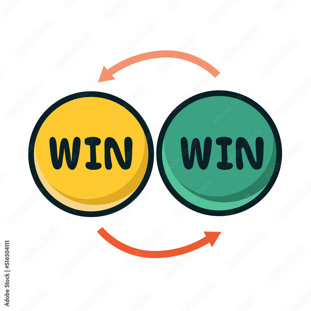 Handwritten colourful modern phrase Win-win partnership situation for ...