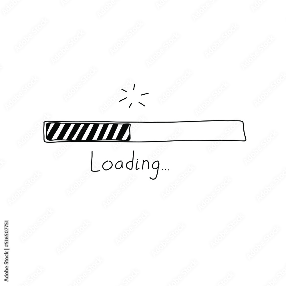 Loading bar in sketch style. Hand drawn loading process. Doodle Load ...