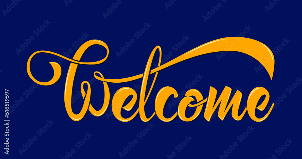 Welcome word, logo, Hand sketched. Welcome brush lettering typography ...