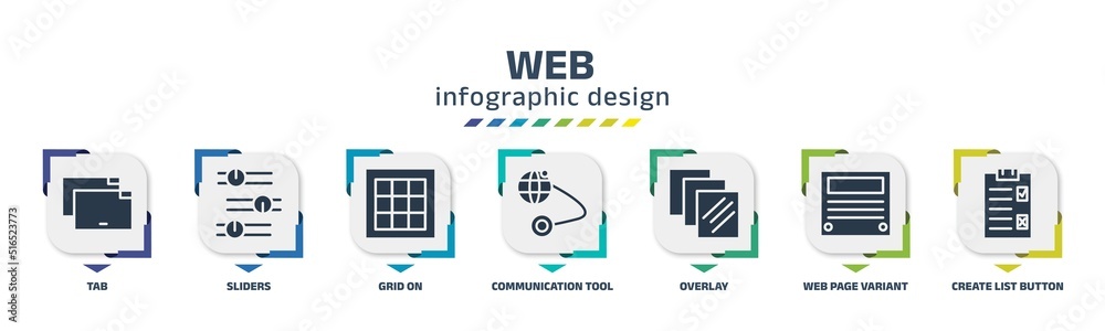 web infographic design template with tab, sliders, grid on ...