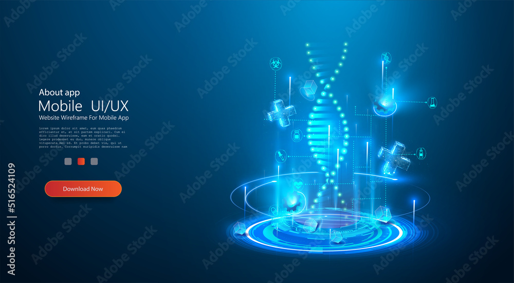 Abstract luminous DNA molecule. Modern treatment future, medicine ...