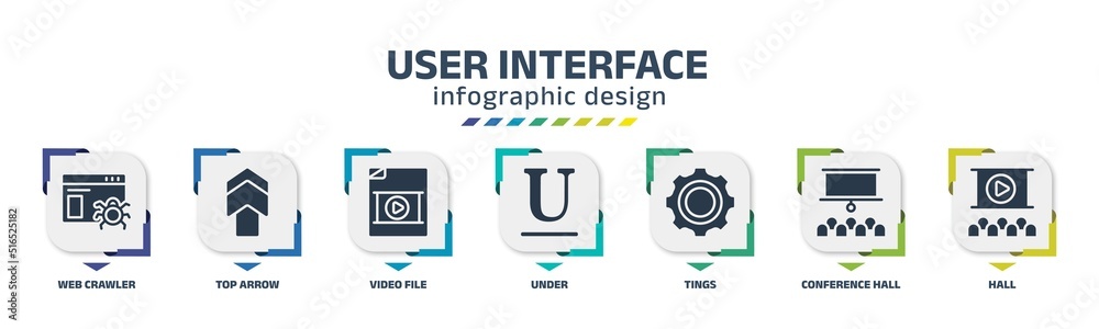 user interface infographic design template with web crawler, top arrow ...