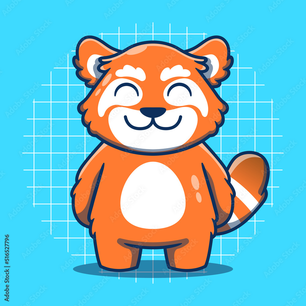 Cute red panda standing vector illustration Stock Vector | Adobe Stock