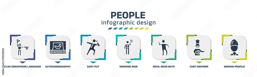 people infographic design template with flag semaphore language ...