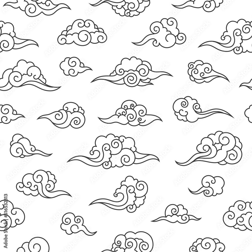 Japanese cloud pattern. Seamless print of traditional oriental cloud ...