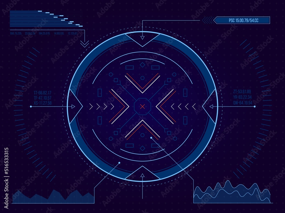 Vetor de HUD target. Futuristic game interface framing for target focus ...
