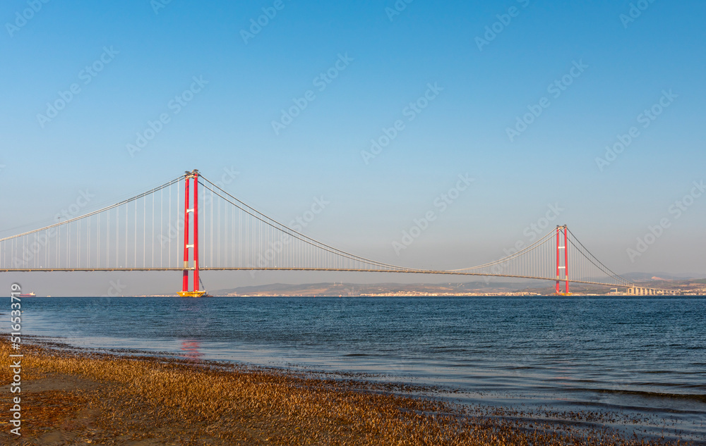 1915 Canakkale Bridge in Canakkale, Turkey. World's longest suspension ...