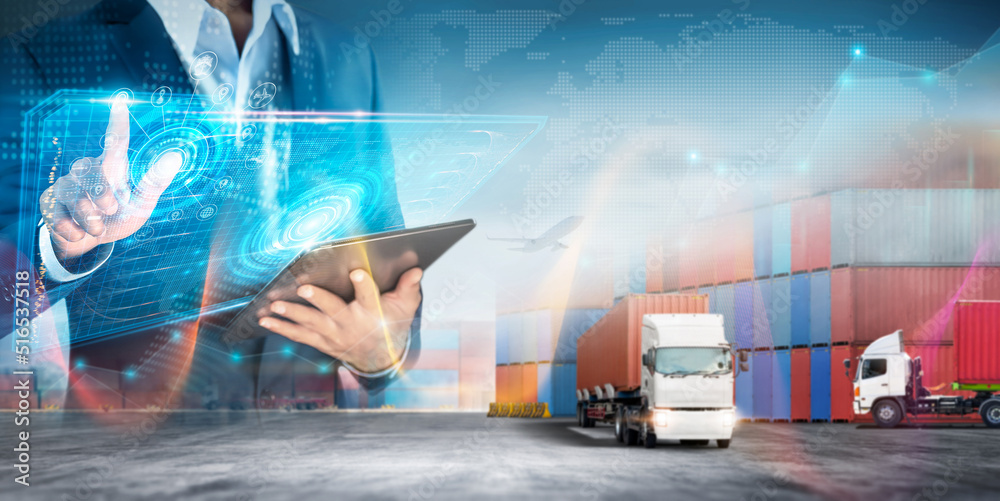 Global business and Smart technology concept, International trade ...