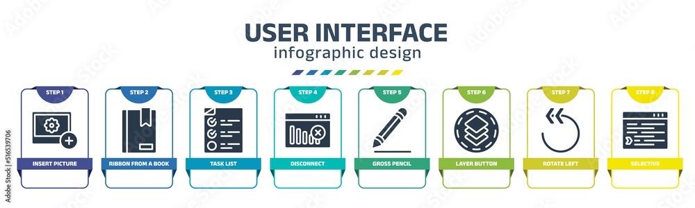 user interface infographic design template with insert picture, ribbon ...