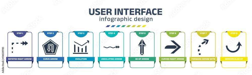 user interface infographic design template with rotated right arrow ...