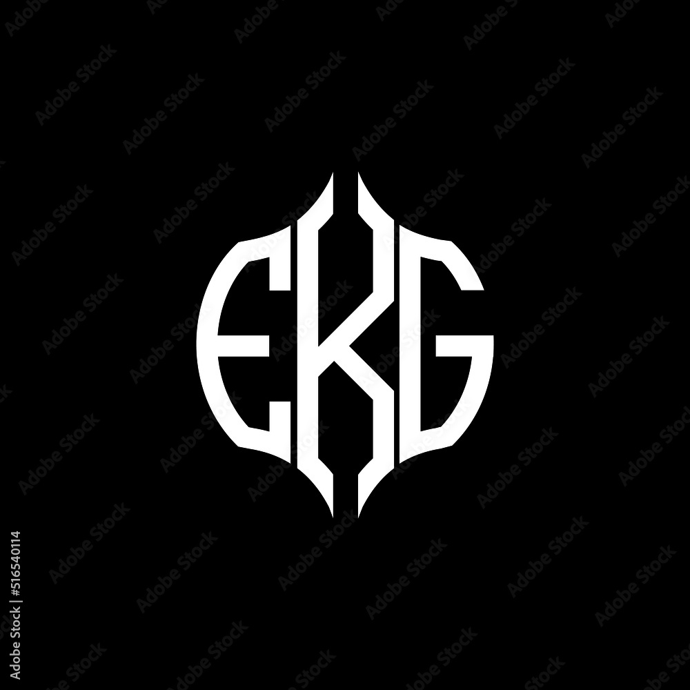 EKG letter logo. EKG best black background vector image. EKG Monogram ...