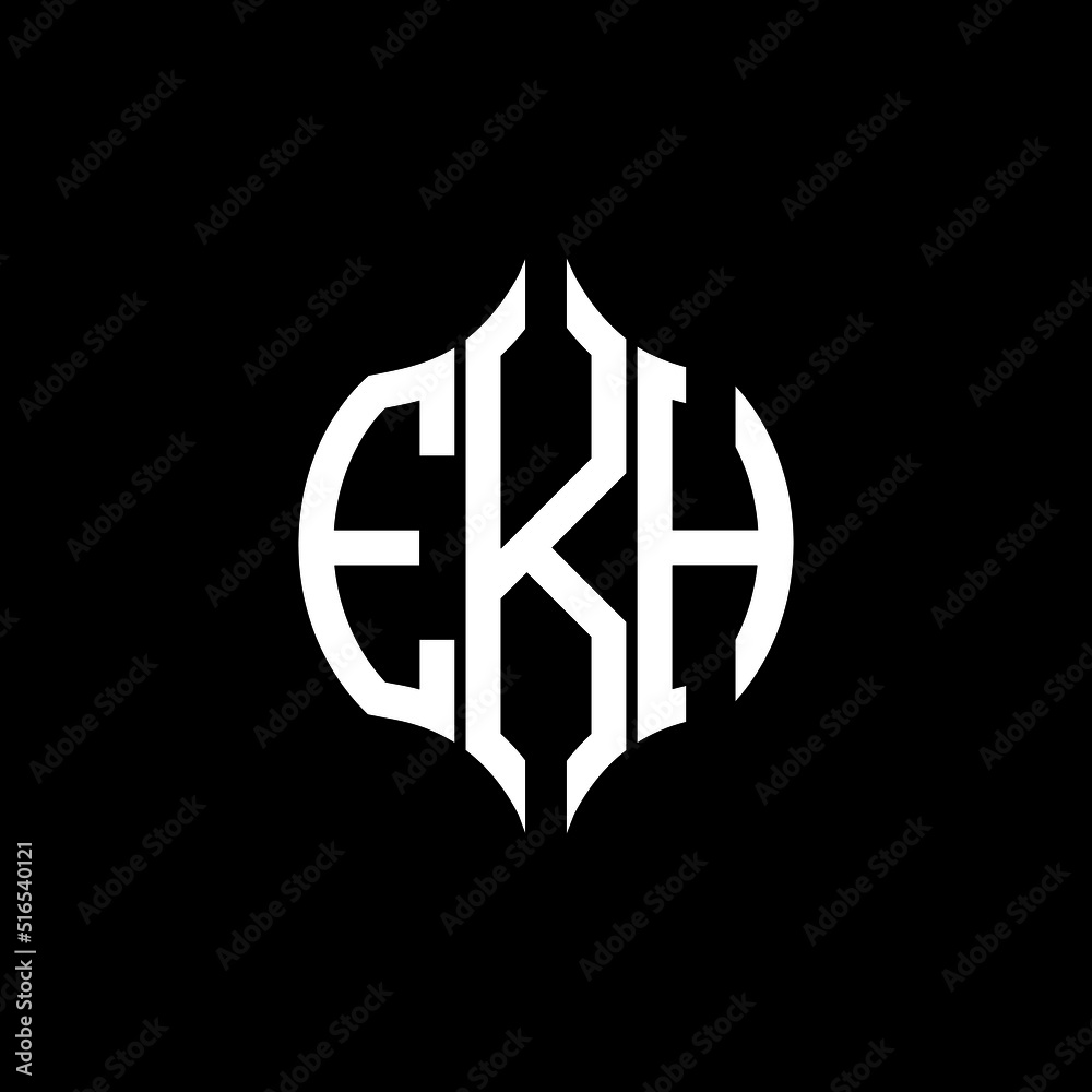 EKH letter logo. EKH best black background vector image. EKH Monogram ...