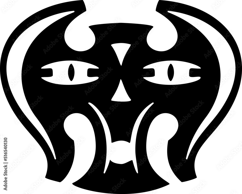 Tribal Mask - Mask Shapes Symbol, Mask Silhouette Stencil Stock Vector ...