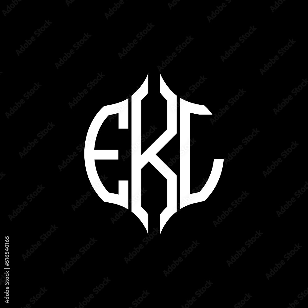 EKL letter logo. EKL best black background vector image. EKL Monogram ...