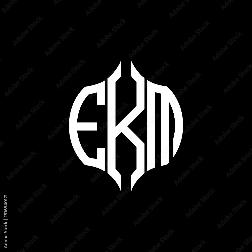 EKM letter logo. EKM best black background vector image. EKM Monogram logo design for ...