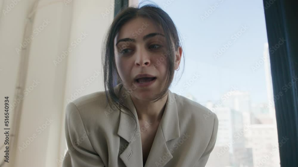 Close up view, zoom in footage of woman use laptop in professional ...