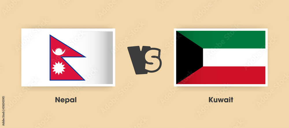 Nepal vs Kuwait flags placed side by side. Creative stylish national ...