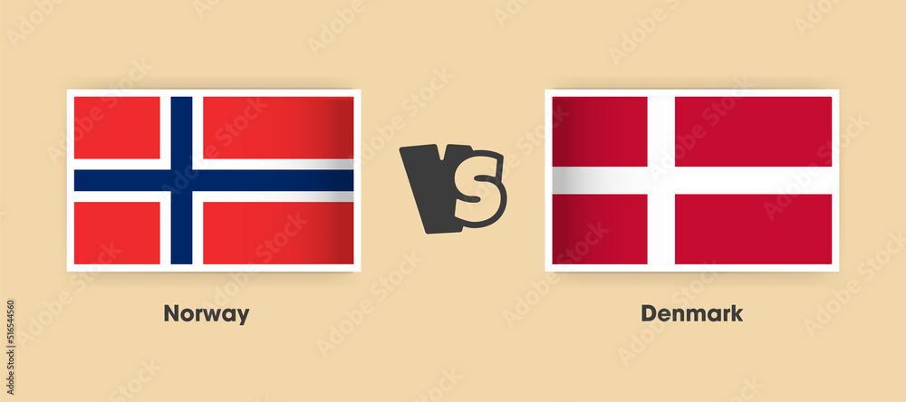 Norway vs Denmark flags placed side by side. Creative stylish national ...