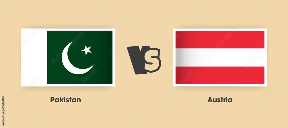 Pakistan vs Austria flags placed side by side. Creative stylish ...