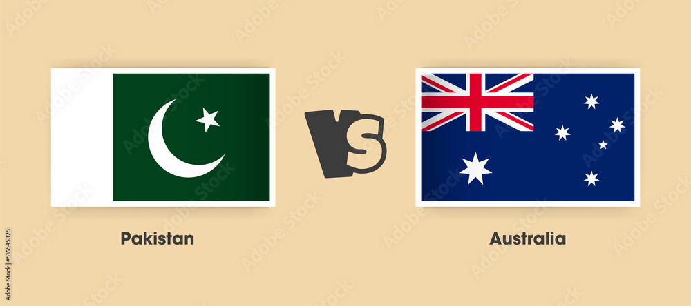 Pakistan vs Australia flags placed side by side. Creative stylish ...
