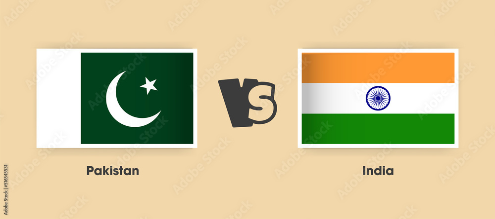 Pakistan vs India flags placed side by side. Creative stylish national ...