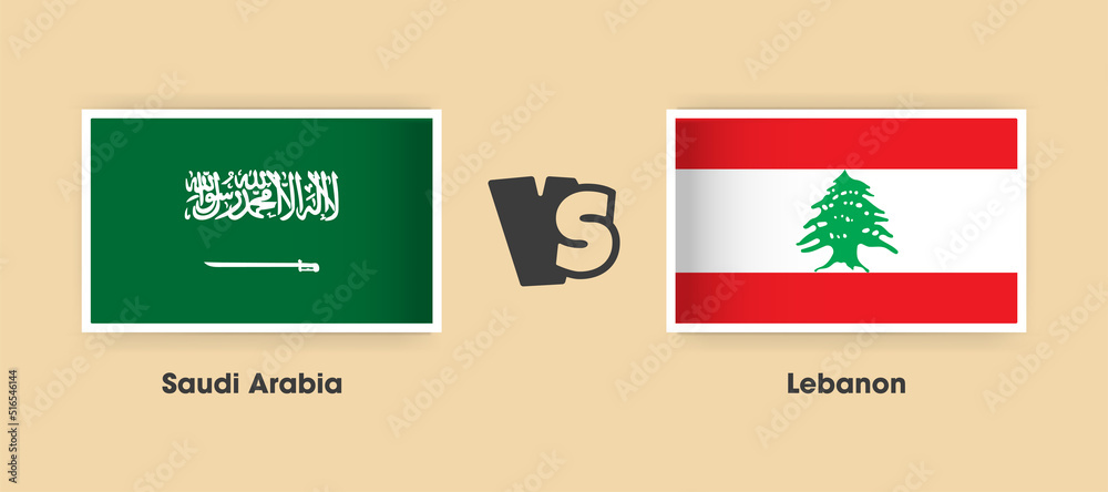 Vecteur Stock Saudi Arabia vs Lebanon flags placed side by side ...