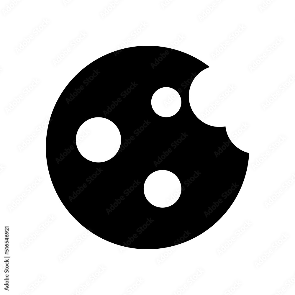 Bitten biscuit icon, full black. Vector illustration, suitable for ...