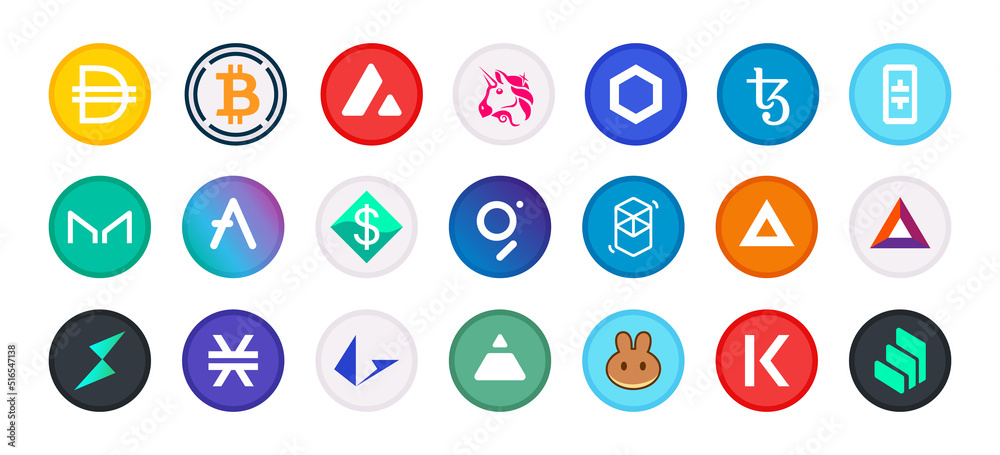 Cryptocurrency symbol, sign, set of vector coins for crypto currency ...